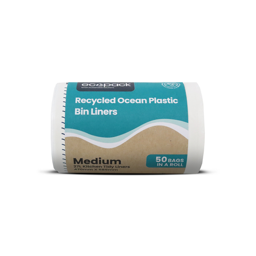 27L Medium Ocean/Recycled Plastic Bin Liners (White) Carton 2000 ...