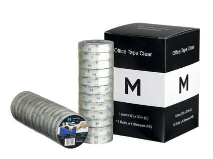 Acrylic Office Tape - Clear 12mm x 33m x 45mu 25.4mm Core Small Core ...