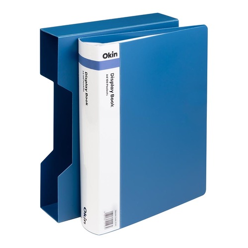 Okin Display Book A4 with Insert Spine 100 Pocket with Case Blue ...